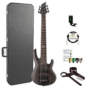 ESP LB206SMSTBLKS-KIT-2 B Series B-206SM 6-String Electric Bass Guitar, See Thru Black Satin
