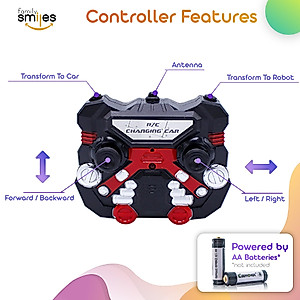 Family Smiles Kids Transforming Robot RC Truck Toys for Boys 8-13 Remote Control Car Gift Blue