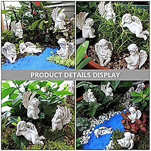 Toyvian 5pcs Decorative Angel Garden Stakes Miniature Resin Jupiter Angel Figurine Sculpture Small Memorial Statue for Potted Plants Fairy Garden Accessories