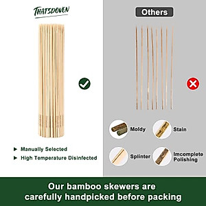Thatsdoven Handpicked 120PCS 10 inch Natural Bamboo Skewers for Kabob, Grilling, BBQ, Barbecue,Fruit, Appetizer,Chocolate Fountain,Wooden Sticks, Kitchen, Party and Crafting.
