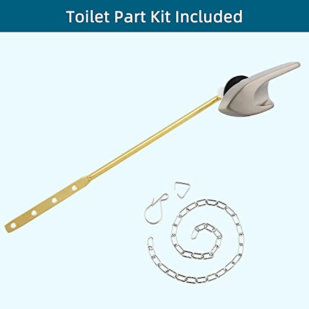 Hygie Rinse Metal Front Mount Toilet Handle Replacement Kit Compatible with Kohler Toilet Tank Parts, Toilet Flush Lever Handle with Flapper Chains, Brushed Nickel