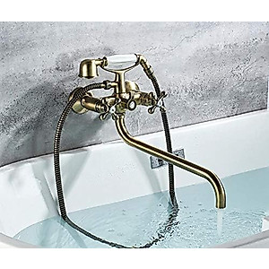 Kitchen Taps Bathtub Faucets Telephone Style Dual Handle Mixer Taps Bathroom Bath Outlet Nozzle Shower Faucet With Hand Shower