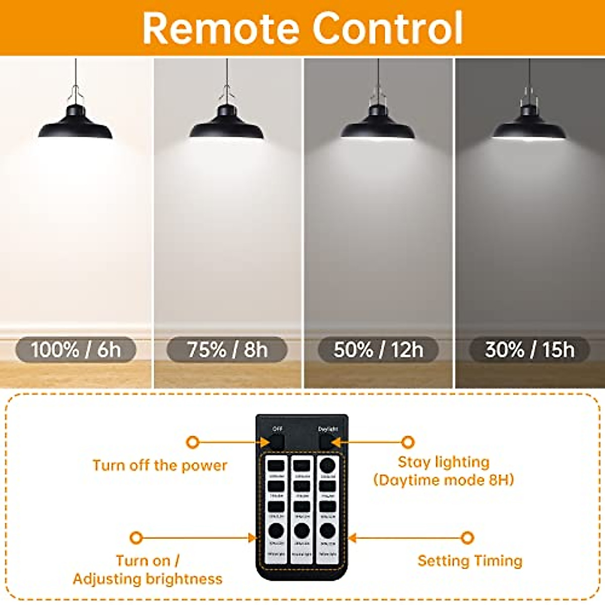 Solar Pendant Light Outdoor - Solar Shed Lights Indoor 3000K|4500K|6500K| with Remote Control Solar Outdoor Lights,IP65 Waterproof Solar Indoor Lights for Garden,Chicken Coop,Gazebo,Barn