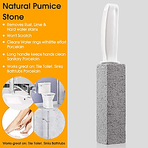 2 Pack Toilet Cleaner Hard Water Build up Remover with Ergonomic Handle, Toilet Bowl Stain Ring Remover, Pumice Stone Toilet Cleaner Tool Stain Hard Water Ring Remover for Toilet, Pool, Bathroom, Sink