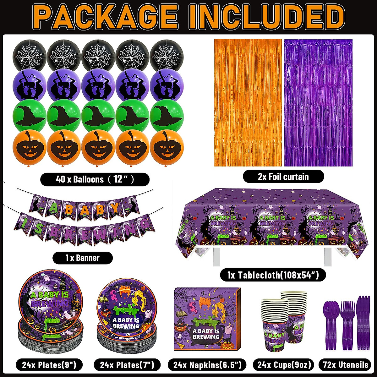 Halloween Baby Shower Party Supplies A Baby is Brewing Baby Shower Decorations Hocus Pocus Baby Shower Decorations Hocus Pocus Plates and Napkins Hocus Pocus Party Supplies