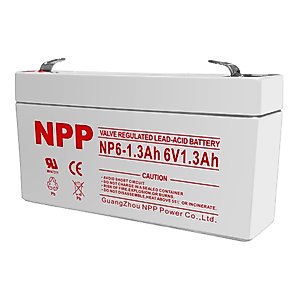 NPP NP6-1.3Ah, 6V 1.3Ah (F1), Rechargeable Sealed Lead Acid Battery for Attendance Machine, GE 600-1054-95R Simon XT, Security Alarm System and Instrument