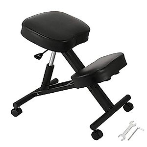 Happybuy Ergonomic Kneeling Chair Heavy Duty Better Posture Kneeling Stool Office Chair Home for Body Shaping Relieveing Stress Meditation Desk Computer Kneeling Stool Chair (Black/PVC)