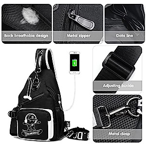 MCWTH Sling Bag for Teen Boys, Luminous Chest Pack Waterproof Travel Shoulder Backpack (Skateboard Boy)