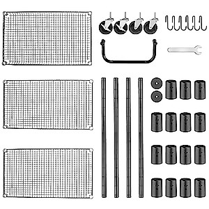 WDT 990Lbs Capacity Heavy Duty Rolling Utility Cart, NSF Rolling Carts with Wheels,Commercial Grade Metal Cart with Handle Bar & Shelf Liner,Trolley Serving Cart for Restaurant,Kitchen,Black