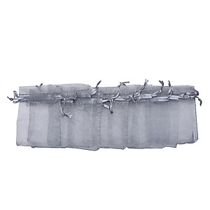 Mudder Organza Gift Bags Wedding Favour Bags Jewelry Pouches, Pack of 100 (2.8 x 3.5 Inch, Silver)