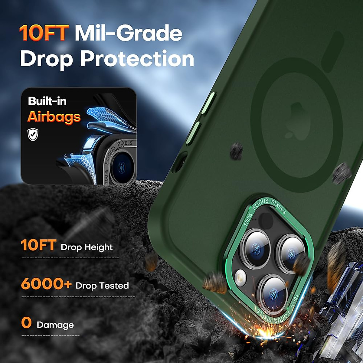 KISEN for iPhone 14 Pro Max Case Magnetic Compatible with MagSafe Slim Translucent Matte Phone Case Cover 6.7 inch, Alpine Green