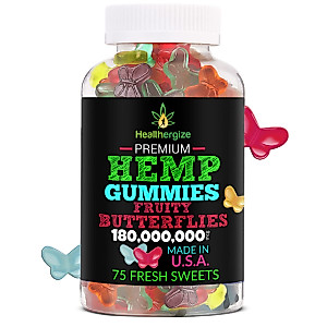2PACK Hemp Gummies-Fresh Butterflies and Delicious Hemp Gummy Peach-for Sleep, Calm and Relax-Inflammation Natural Hemp Party-Made in USA