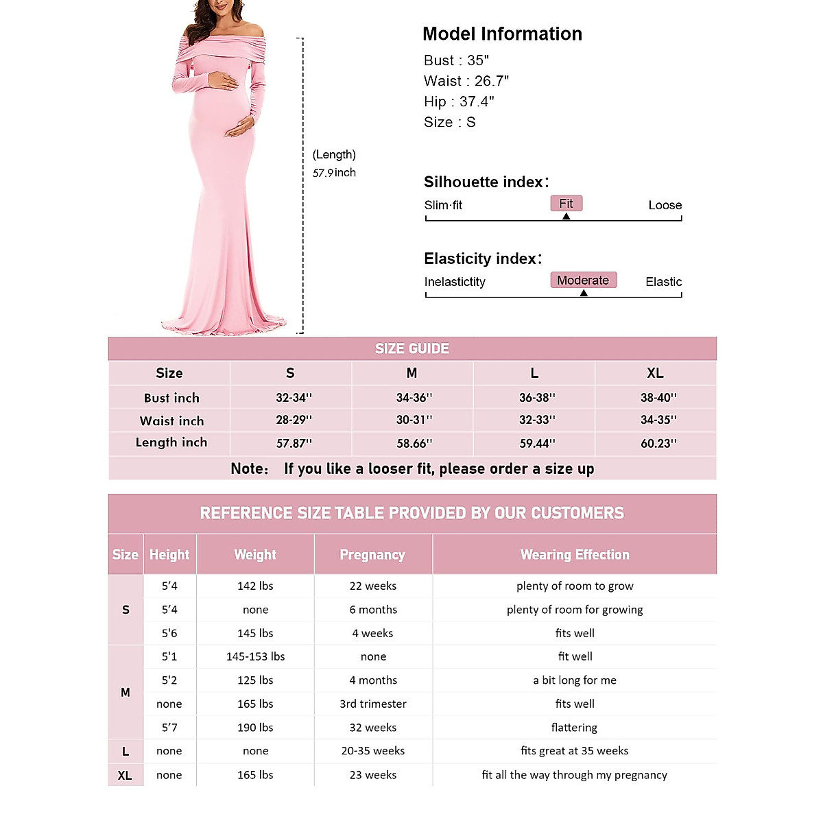 Glampunch Off Shoulders Maternity Dress Long Sleeve Ruched Maternity Gown Baby Shower Photography Pregnant Dress