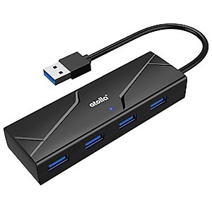USB Hub, atolla 4-Port USB Splitter with Cable Fitting Slot & LED Indicator, Ultra-Slim USB 3.0 Hub for MacBook Air 2015/2016/2017, Mac Pro/Mini, iMac, Surface Pro, XPS, PC