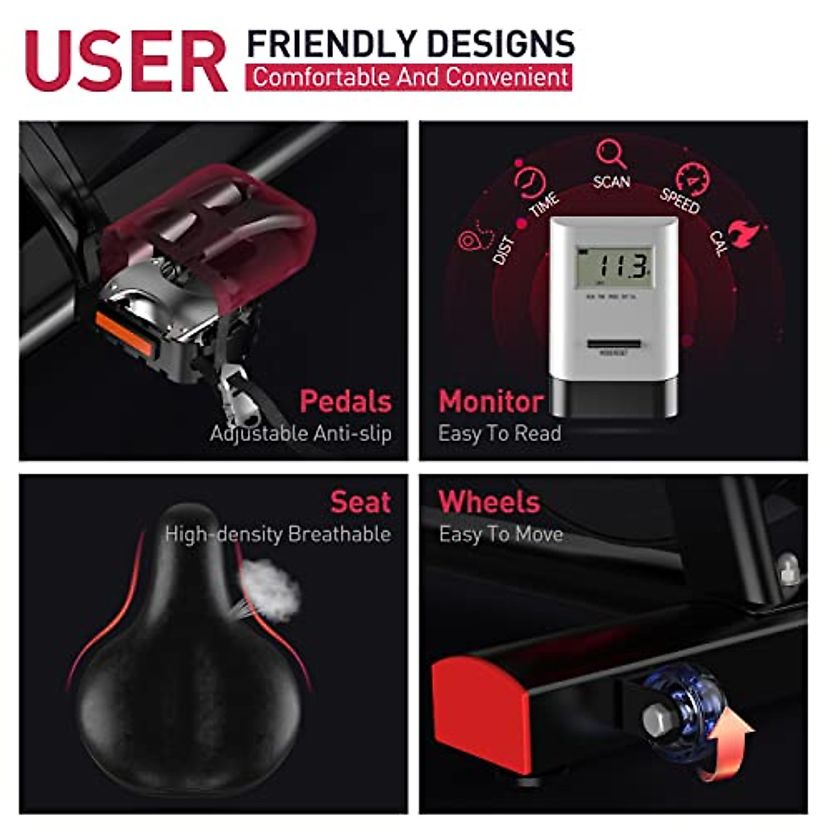 JOROTO Belt Drive Indoor Cycling Bike with Magnetic Resistance Exercise Bikes Stationary ( 300 Lbs Weight Capacity ) (Updated)