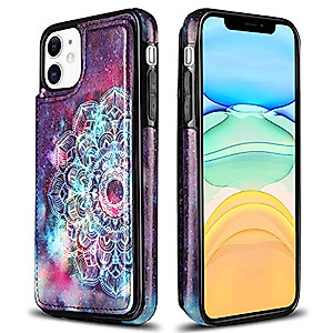 HianDier Wallet Case for iPhone 11 6.1-inch Slim Protective Case with Credit Card Slot Holder Flip Folio Soft PU Leather Magnetic Closure Cover for 2019 iPhone 11 iPhone XI, Mandala