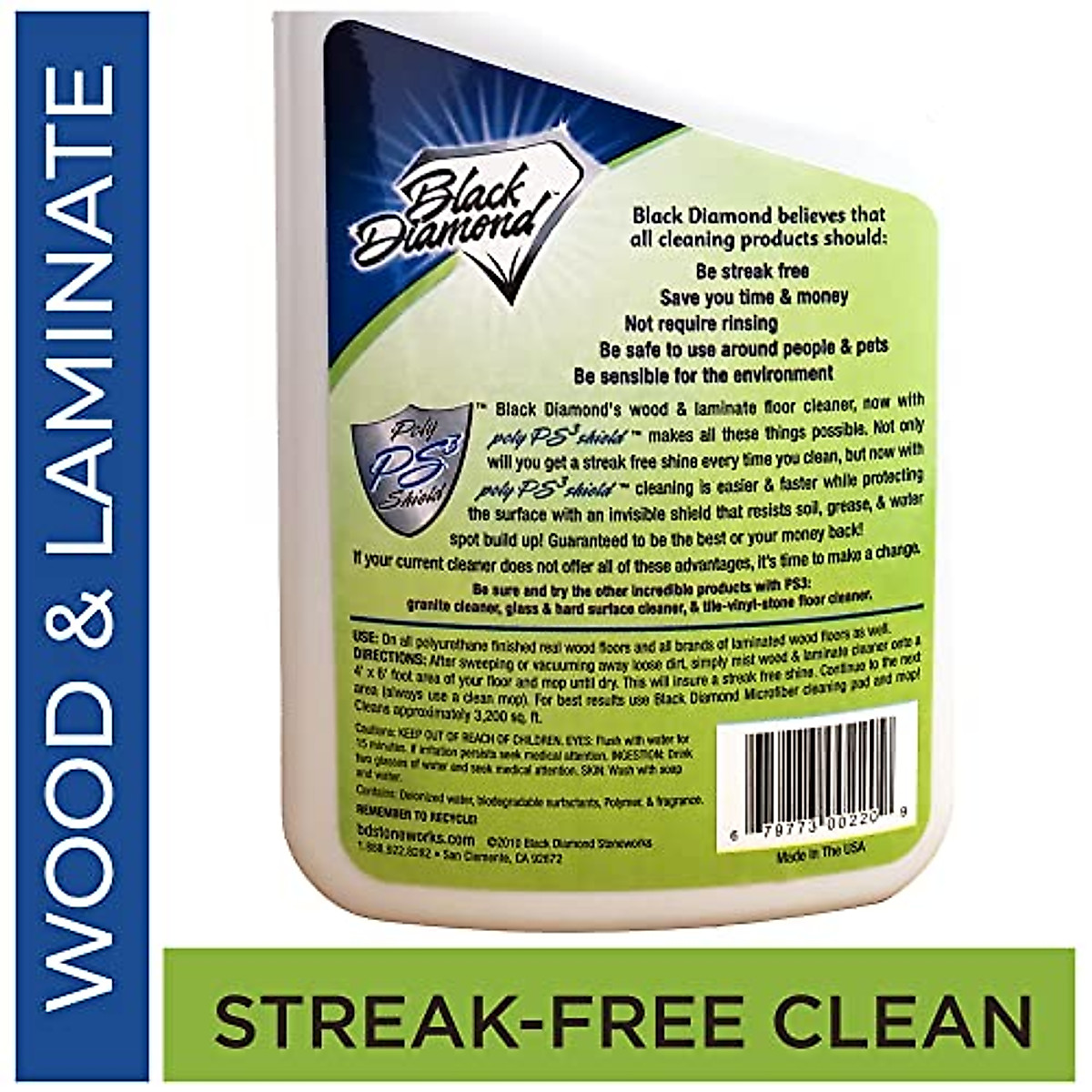 Black Diamond Laminate Floor Cleaner and Hardwood Floor Cleaner Spray - Versatile Solution Safe for Vinyl Floors, Wood Floors, and Engineered Hardwood Floors - 32 Fl Oz
