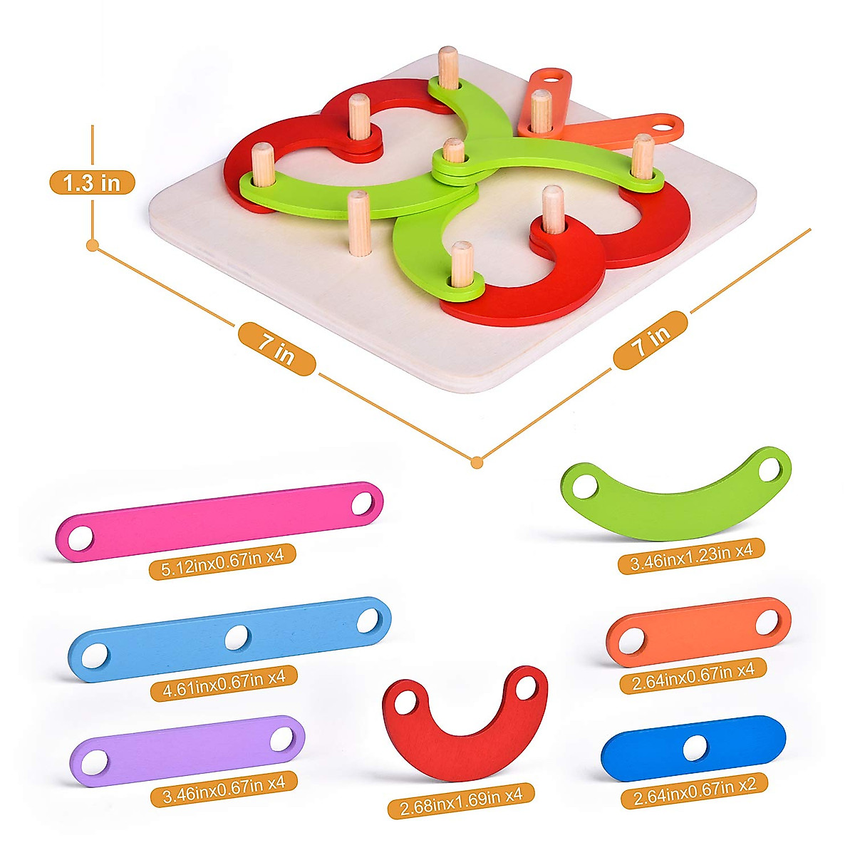 FUN LITTLE TOYS 27 PCs Preschool Learning Toys Stacking Blocks Wooden Letters Number Shape Puzzles for Kids, Educational Toys Letter Board Set for Boys & Girls