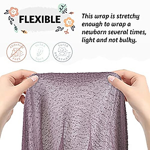 Newborn Photography Props, Baby Stretch Wraps, Professional Baby Photo Props Long Ripple Wrap, DIY Newborn Baby Photo Blanket (Lilac)