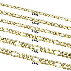 Kooljewelry 14k Yellow Gold Filled Solid Figaro Link Chain Necklace (7.8 mm, 24 inch)