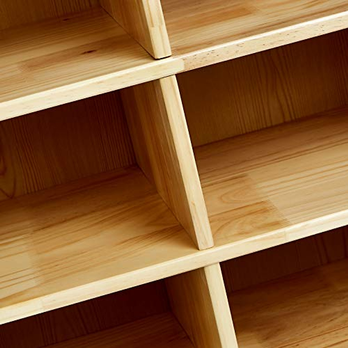 Amazon Basics Kids Vertical Storage Cubby, 12 Section Organizer, Wooden Finish