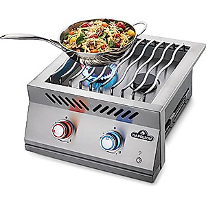 Napoleon Built-In Component - BIB18RTPSS - Dual Drop-In Range Style Burner, BBQ Grill, Marine Grade Stainless Steel, Propane Gas, 18-inch Burner, JETFIRE™ Ignition, Easy To Light, Ergonomic Knob