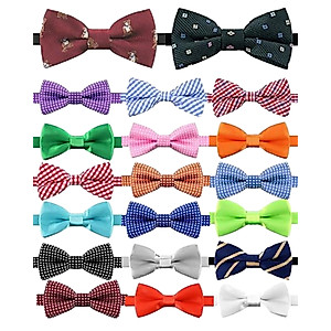 Zhanmai 20 Pcs Boys Bow Ties Pre-tied Bow Ties Bulk with Adjustable Neck Band for Kids Wedding Birthday Party(Cute Style)
