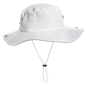 Men and Women Fishing Hat and Safari Cap Wide Brim Boonie Hat Bucket Hats with Sun Protection for Big Head XL White