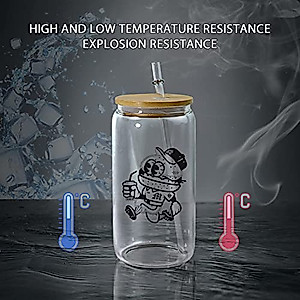 AGH 12 Pack 16oz Clear Sublimation Glass Blanks with Bamboo Lid, Sublimation Glass Cups Transparent Can Shaped Beer Cup with Lid and Straw, Straight Sublimation Tumblers for Iced Coffee Milk Juice