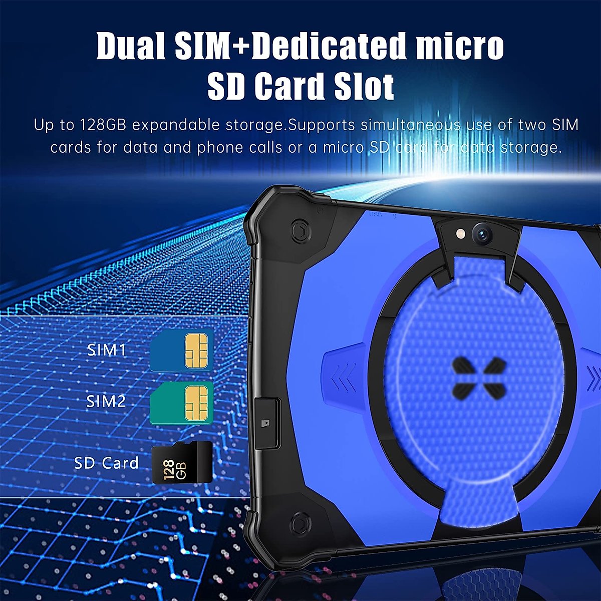Nsxcdh Android Tablet, 7 Inch Bluetooth WiFi Voice Call Game Video Learning Tablet with IPS HD Display Screen, Dual Camera, 2GB RAM+16GB Storage, SIM Card Function, 3000 MAH Battery