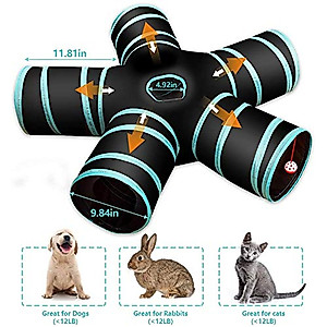Cat Tunnel Toy 5 Way, Collapsible Cat Playhouse Pet Play Tunnel Tube with Storage Bag for Cats, Puppy, Rabbits, Ferret, Guinea Pig, Indoor and Outdoor Use