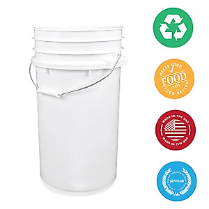 EPackage Supply 7 Gallon Plastic Bucket I Heavy Duty I Food Storage, BPA-Free I 90 Mil All Purpose Pail I Heavy Duty I White (1 Count)