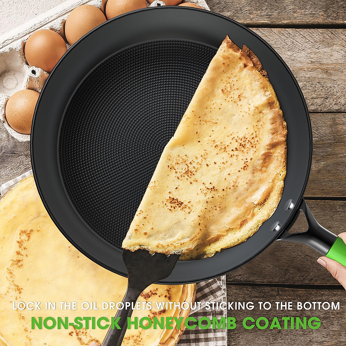 imarku 12 Inch Non Stick Frying Pans with Lid, Long Lasting Cast Iron Skillet, Premium Frying Pan with Stay Cool Handles, Professional Frying Pan Skillet with Lid, Dishwasher Safe, Christmas Gifts