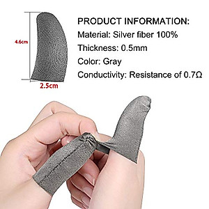 IUGGAN PUBG Mobile Game Finger Sleeve Sets [5 Pack] Sterling Silver Fiber, 0.01"(0.5mm) Ultra-Thin iPhone Smart Phone Finger for Call of Duty Mobile, Rules of Survival (Gray)