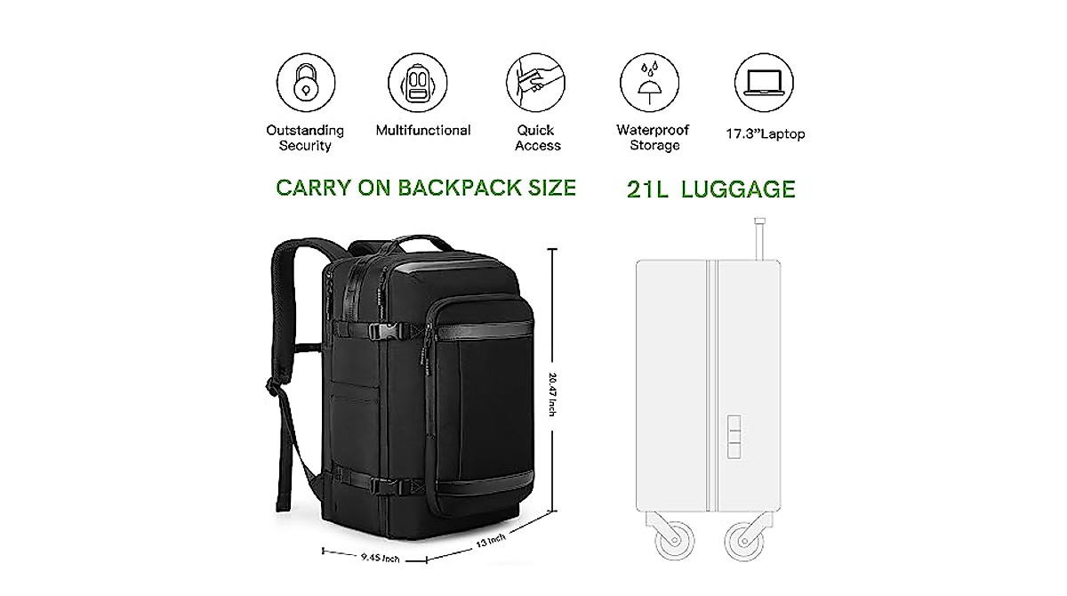VGOAL Flight Approved Carry-On Backpack for Travelers