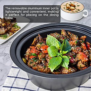 ICOOK USC-35-OP001BK 3.5 Quart Slow Cooker,Aluminium Sear/Sauté Stew Pot Stovetop safe,Dishwasher Safe,Glass Lid,Adjustable Temp,Food Warmer,Black