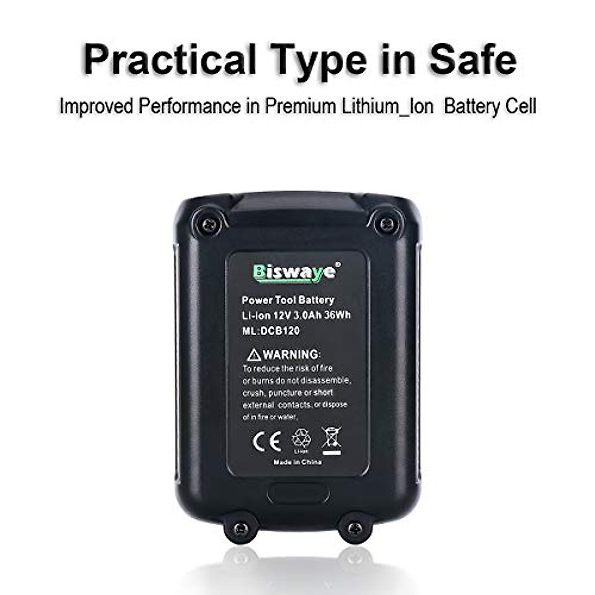 Biswaye 2-Pack 12V 3.0Ah Lithium Battery Replacement for Dewalt 12V Max Lithium Ion Battery DCB120 DCB123 DCB127 DCB122 DCB124 DCB121 DCB126