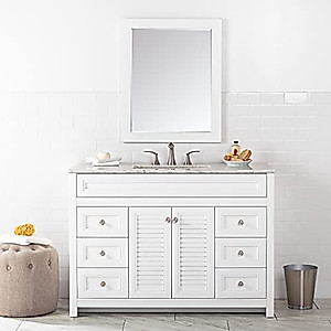 Spring Mill Cabinets Rillette Bathroom Vanity with 2-Door Cabinet, 4 Drawers, and Silver Ash Countertop with Integrated White Sink, 49" W x 22" D x 35.5" H, White