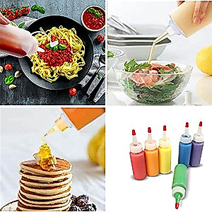 24 Pack 6oz Plastic Squeeze Bottles with Red Tip Caps and Measurement, Leak Proof Refillable Plastic Squeeze Condiment Bottles Container for BBQ, Ketchup, Sauces, Dressing, Syrup, Arts, Crafts, Glue