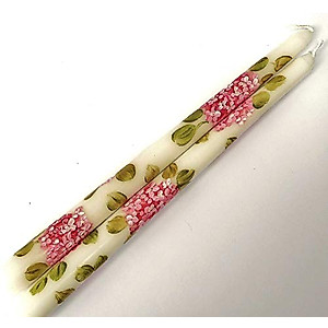 Decorative Dripless Romantic Hand Painted Pink Hydrangea Flower Taper Candles Shabby Chic Floral Decor Home Accents