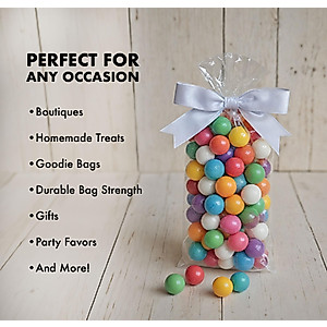 Fenton Gusseted Flat Bottom Cellophane BOPP Bags with Paper Insert, 50Pcs 3.5x2.25x12 Inches Cellophane Bags Gusseted, Transparent, 61PBGF