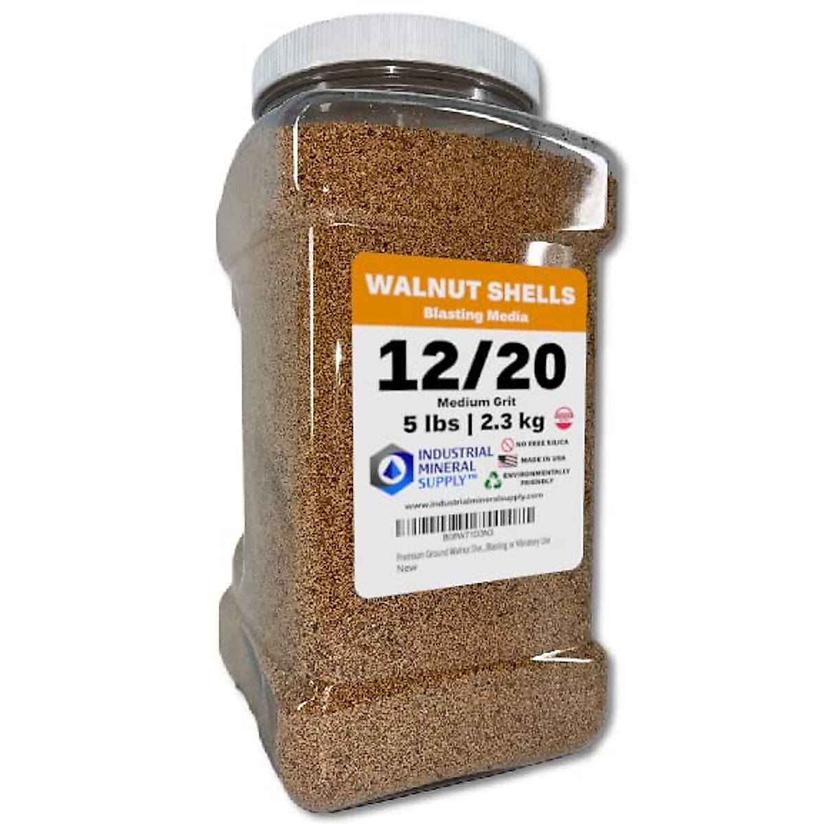 Premium Ground Walnut Shell Media Grit Size 12/20-5 lbs/2.3 kg - Medium Grit Walnut Shells for Tumbling, Blasting or Vibratory Use