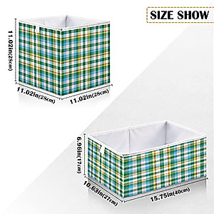 WELLDAY Storage Basket Rainbow Tartan Glen Plaid Foldable 11 x 11 x 11 in Cube Storage Bin Home Decor Organizer Storage Baskets Box for Toys, Books, Shelves, Closet, Laundry, Nursery
