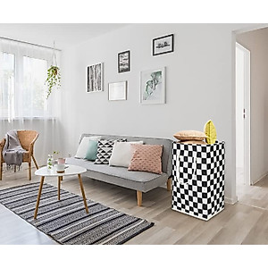 HIYAGON 75L Freestanding Laundry Basket,Large Collapsible Tall Clothes Hamper with Handles,Waterproof Toy Storage Bin for Boys and Girls,Baby Nursery(Racing flag)