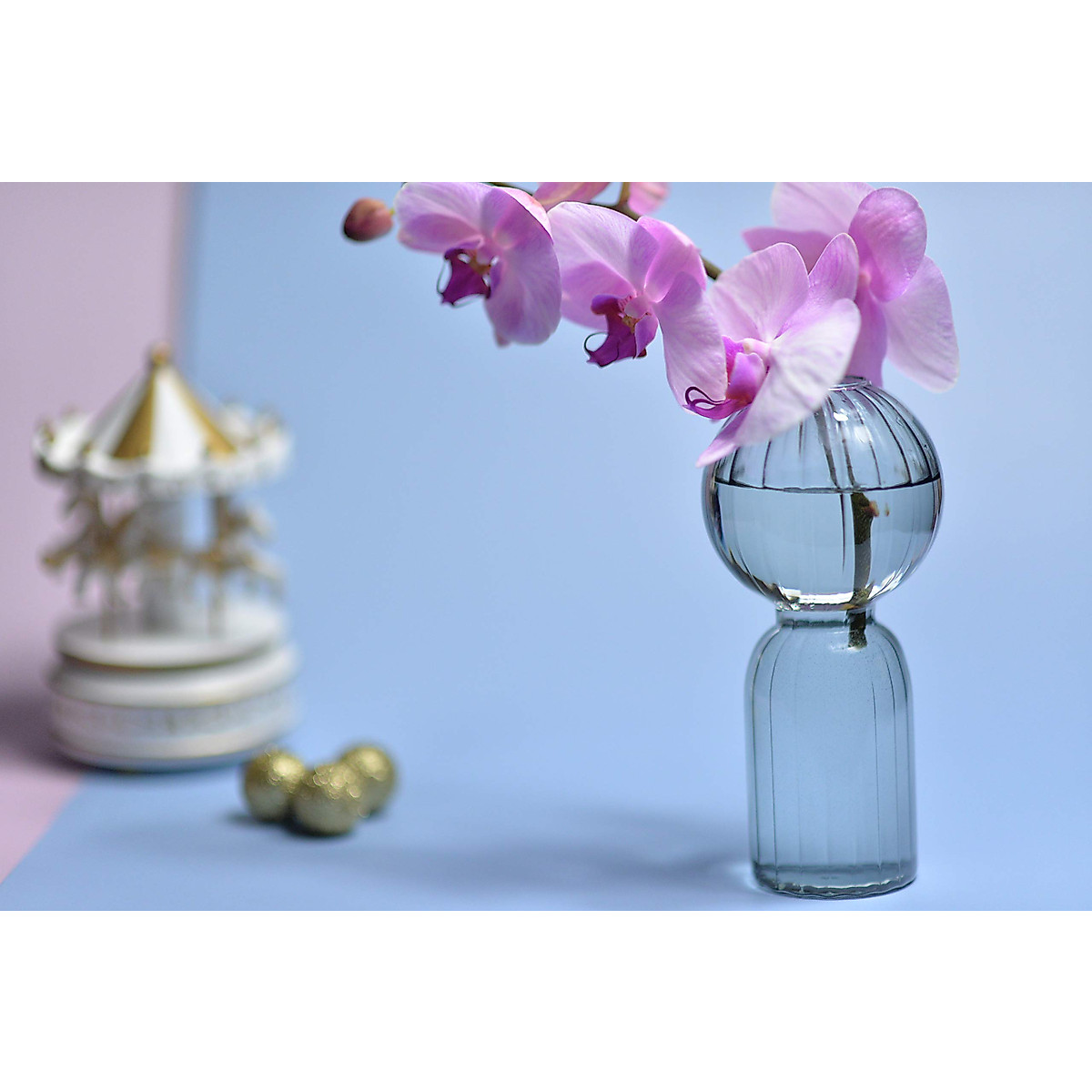 SVY Glass Vases Clear Crystal Flower with Modern Unique Design & Home Decoration, Ideal for Parties, Events, Gardens, Office, Weddings, Table (Gray)