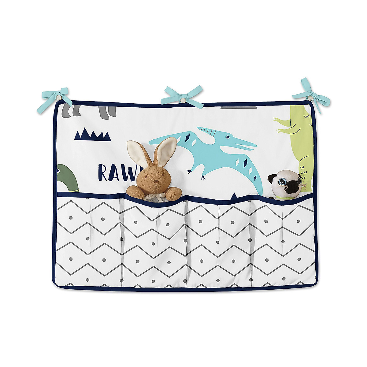 Navy Blue and Green Modern Dinosaur Baby Boys or Girls 11 Piece Crib Bedding Set