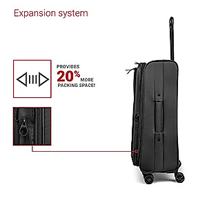 BUGATTI Reborn Collection 28 Inch Spinner Luggage for Airplanes, Large Expandable Suitcase with 360-Degree Spinner Wheels, Retractable Handle, Black