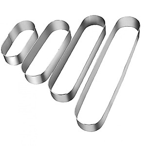 4pcs Mousse Rings Stainless Steel Mini Cookie Cutters Mini Long Oval Mousse Ring Mold Metal Baking Tiramisu Mold for Kitchen Baking Sponge Cakes Dessert Pies