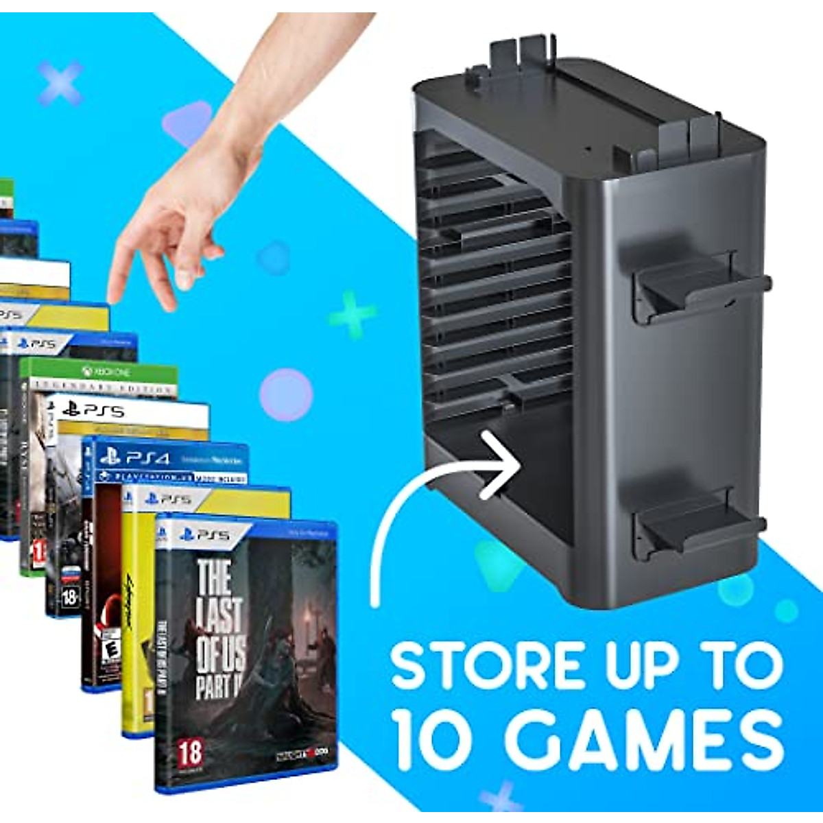 Skywin Game Storage Tower for Nintendo Switch - Nintendo Switch Game Holder Game Disk Rack and Controller Organizer Compatible with Nintendo Switch and Accessories