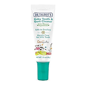 Dr. Talbot's Baby Toothpaste Naturally Inspired with Citroganix and Silicone Finger Gum Massager, Vanilla Milk Flavor